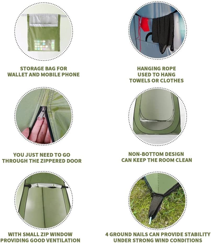 Pop Up Pod Privacy Tent Changing Room Instant Portable Outdoor Shower Tent w/Window Foldable Rain Shelter with Carry Bag for Camping Beach - Easy Set Up Lightweight and Sturdy
