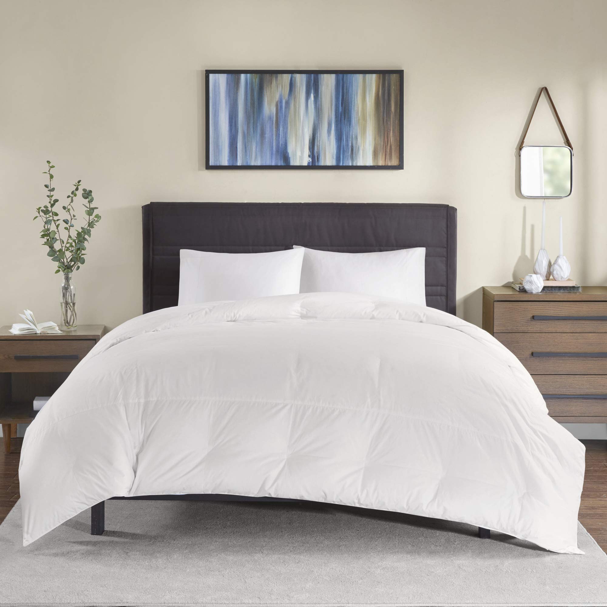 Sleep Philosophy True North Oversized Quilted Down Comforter 100% Cotton Percale Cover Downproof, Feather Blend Duvet Insert, Modern Luxe All Season Bed Set, King, Extra Warm
