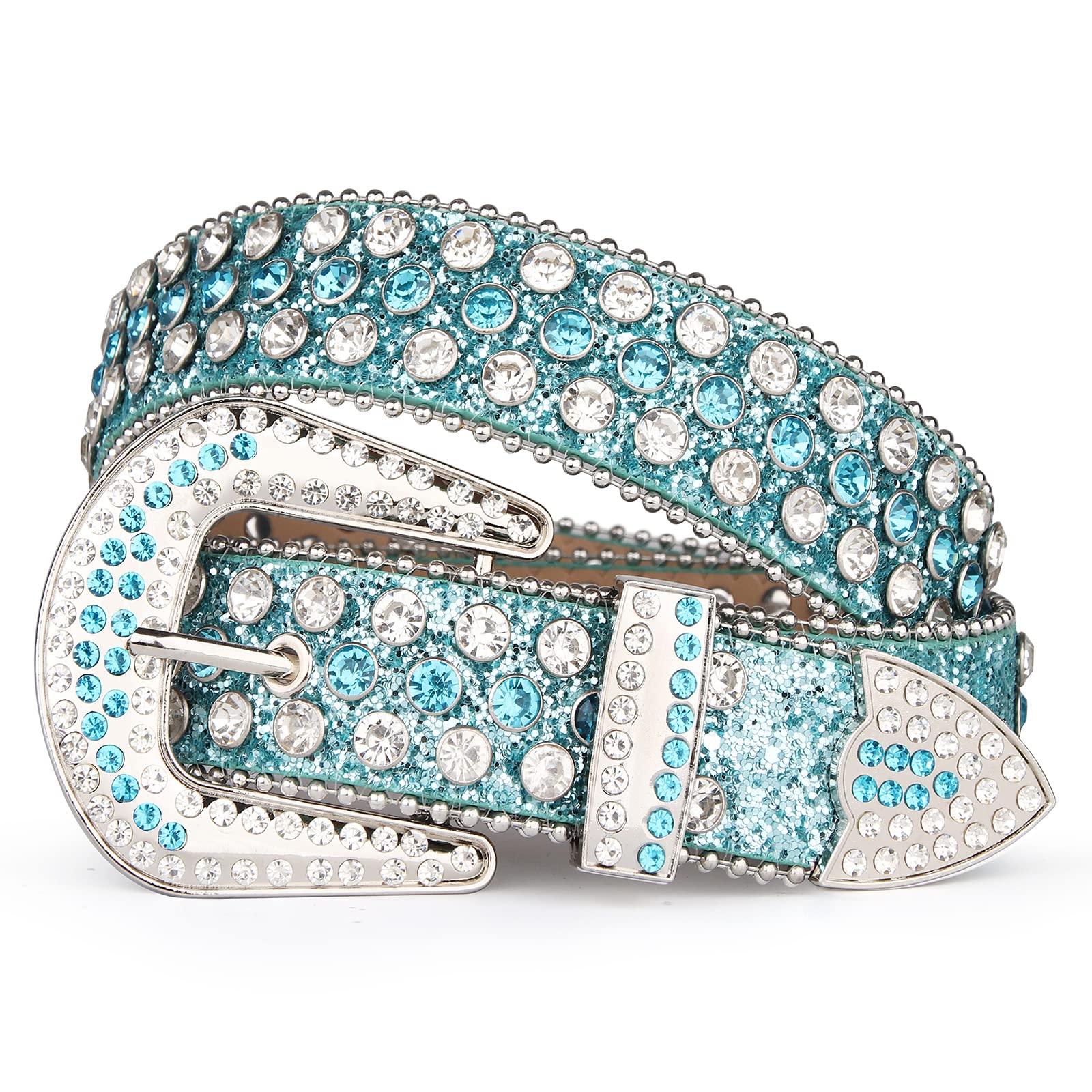 UnFader Womens Men Rhinestone Western Belts Bling Cowgirl Designer Diamond Studded Belts for Jeans