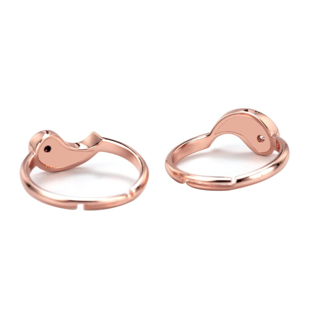 wydmire Harmonious Stackable 2Pcs Yin Yang Matching Rings, Adjustable Dainty Tai Chi Taoist Rose Gold Rings Set Premium Jewelry Gift
