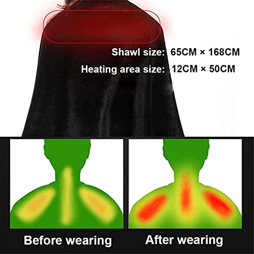 USB Electric Heated Blanket Wrap Shawl, Heated Cape, Electric Lap Flannel Blanket, with 3 Heating Settings, 25℃/35℃/45℃, for Car Office Chair, Comfortable and Safe, Machine Washable