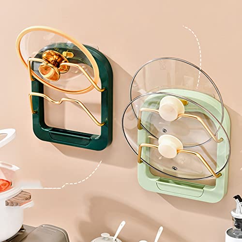 SEYFI Kitchen Shelves,2 Levels Pot Lid Organizer, Pot and Pan Lid Holder, Plastic Pots and Pans Rack, for Bakeware Dish Plate, Cutting Boards, Wall-Mounted