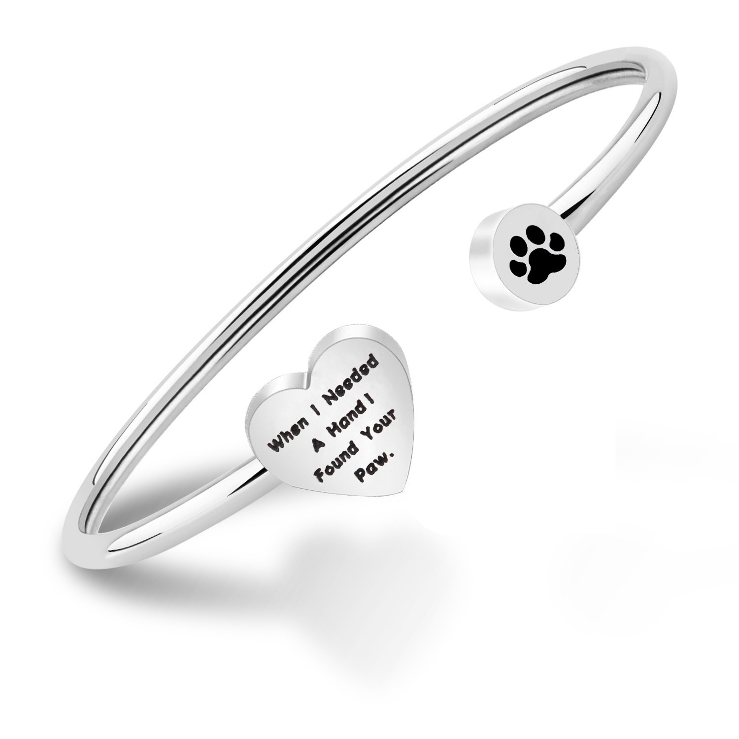 PLITI Dog Lovers Paw Print Bangle Bracelet When I Needed A Hand I Found Your Paw Bracelet For Dog Mom (Dog Paw)