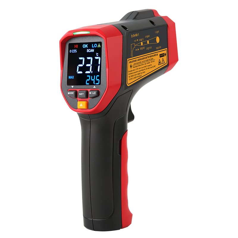 UNI T UNI-T UT305S Professional Infrared Thermometer CE/RoHS -50°C~2000°C Accuracy±1.0℃ or ±1.0% High/low alarm °C/°F selection, Red and Grey, 172mm x 113.5mm x 53mm