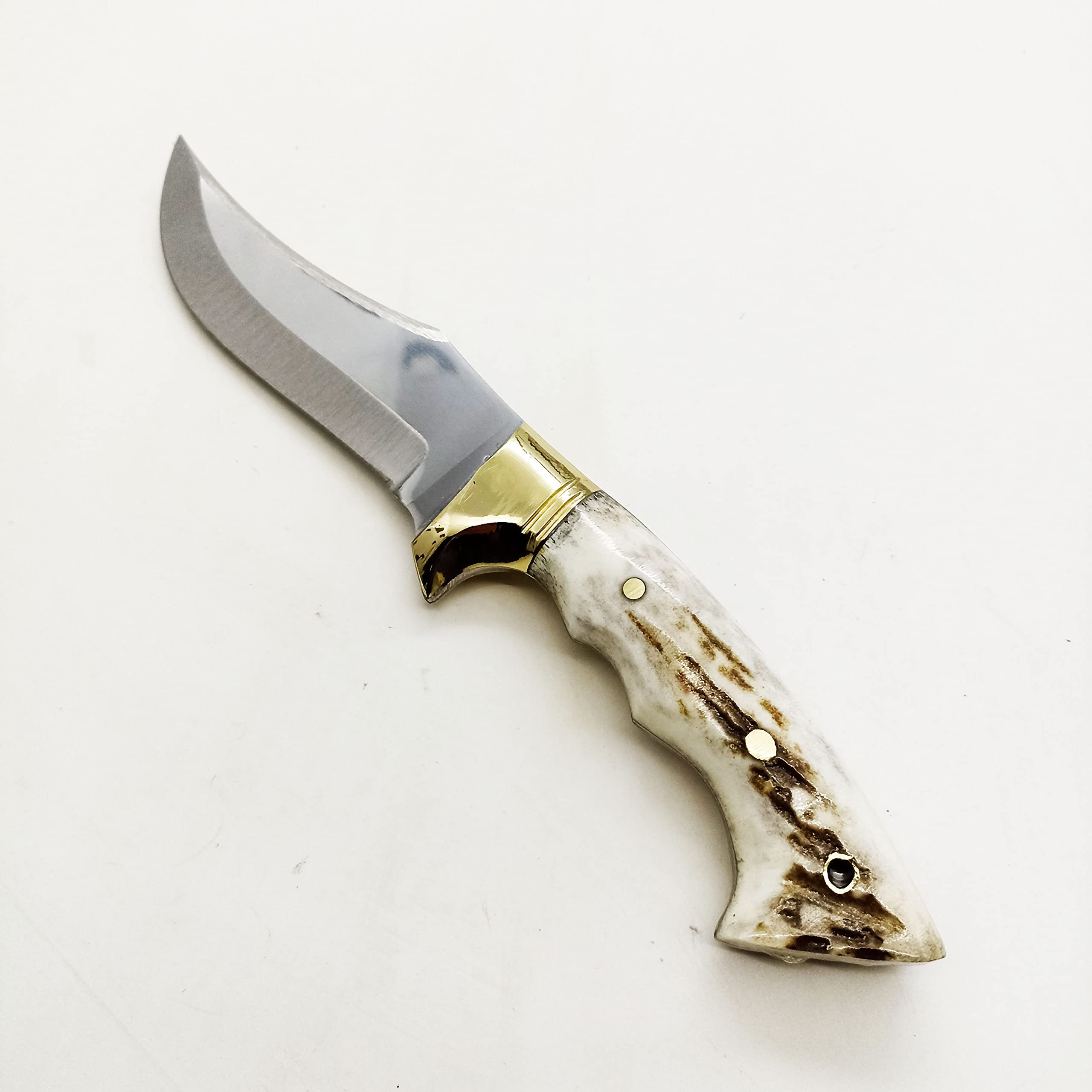 yatagan Stag Horn Handle Hunting Knife with Sheath-10.23 Inches Full Tang Blade Knife-Elk Knife-Tactical Fixed for Camping and Outdoor-Collectors Knife-Deer Antler Bowie Knife-Bushcraft