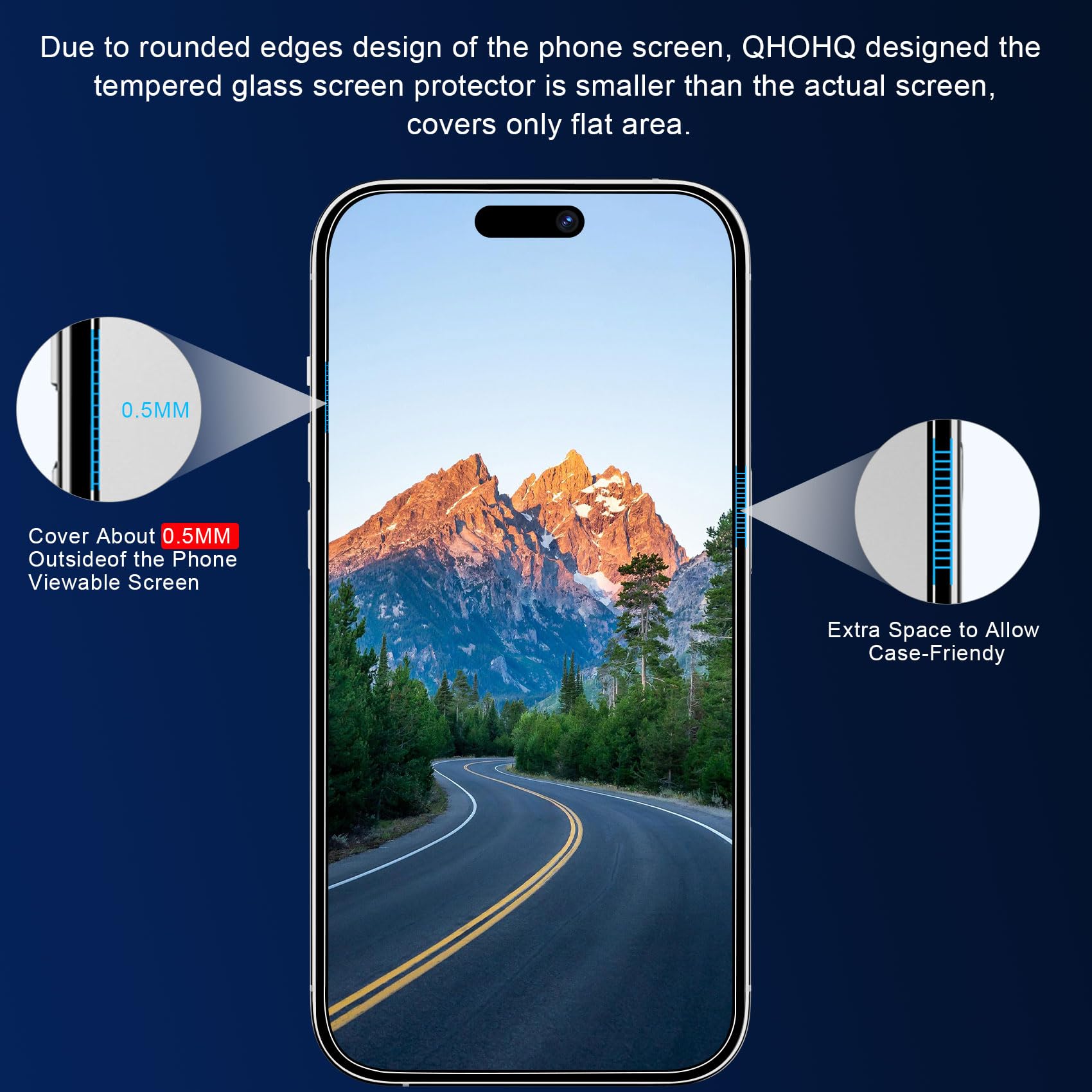 QHOHQ 3 Pack Screen Protector for iPhone 15 Pro [6.1 Inch] with 3 Pack Camera Lens Protector, Tempered Glass Film, HD Clear, 9H Hardness, No Bubbles, Case Friendly