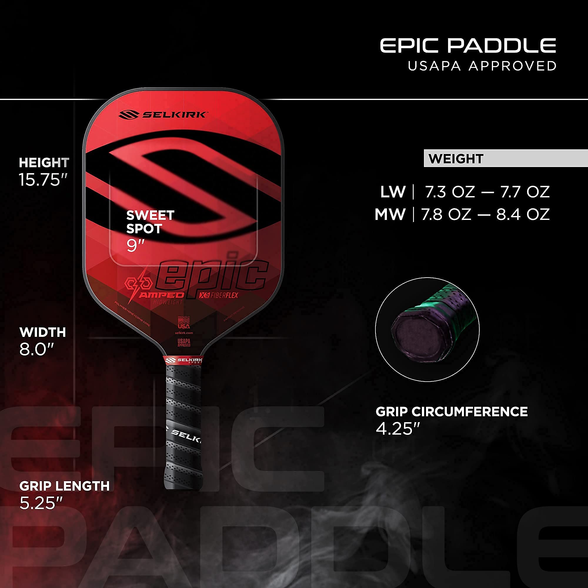 Selkirk Amped Pickleball Paddle | Fiberglass Pickleball Paddle with a Polypropylene X5 Core | Pickleball Rackets Made in The USA | 2021 S2 Lightweight Sapphire Blue |