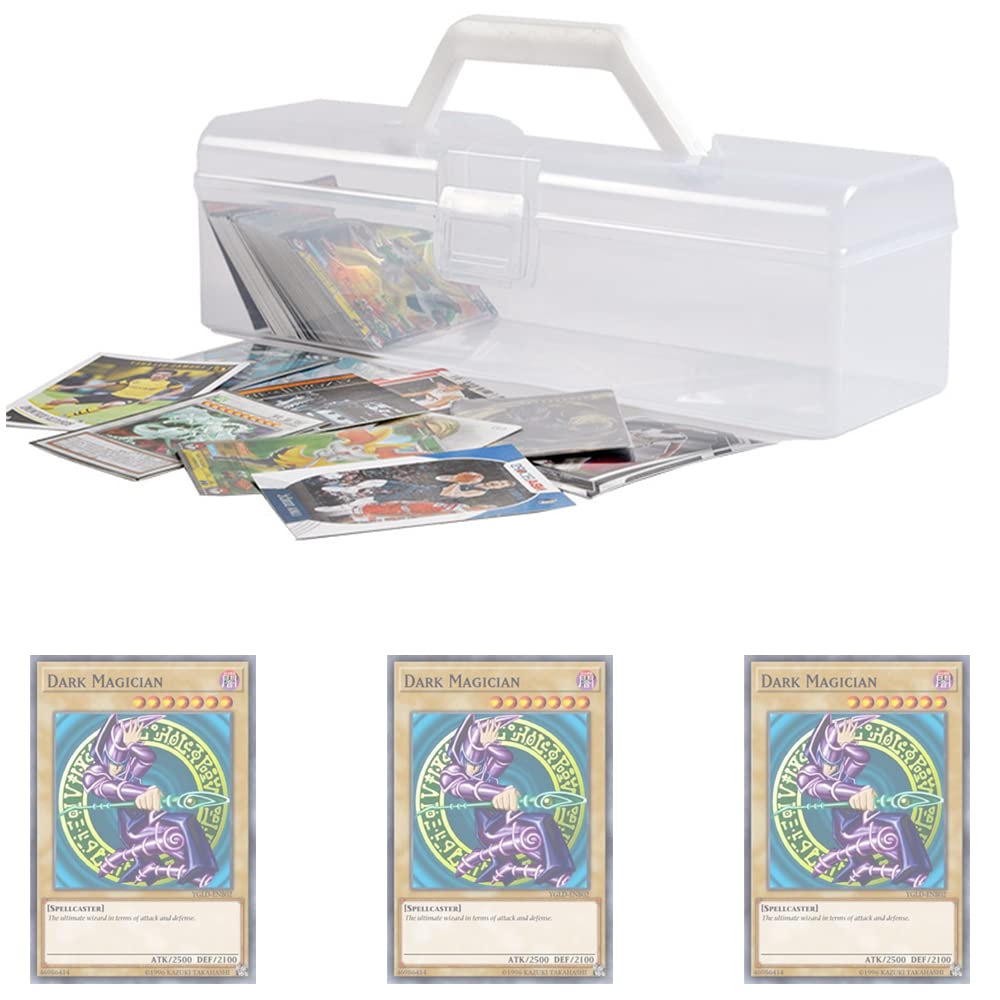 YUZUHOME Clear Yugioh Card Box, Yugioh Cards Case,Storage Boxes With Handle for Yugioh Cards, White 1Pack