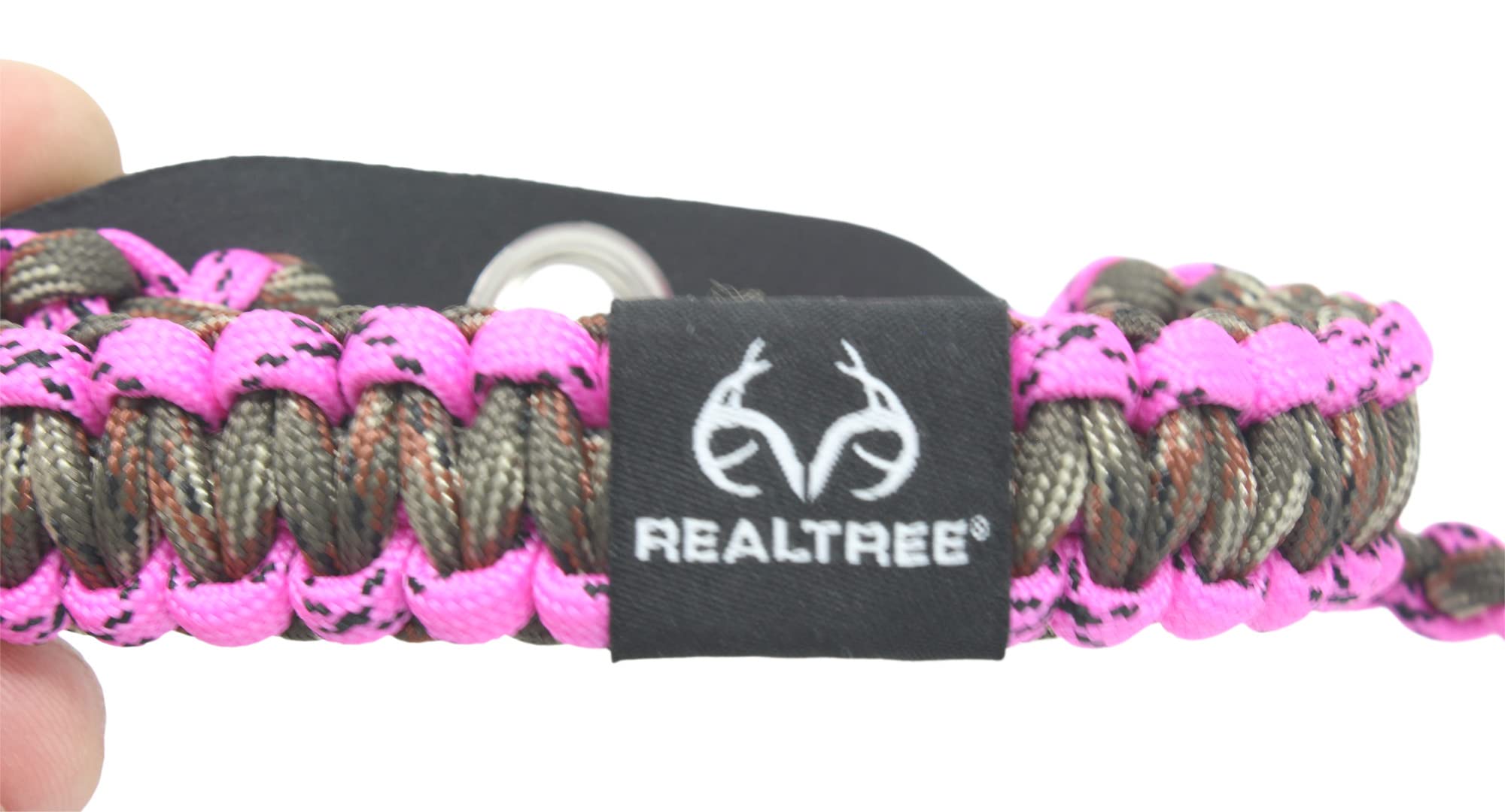 Ten Point Gear Realtree® Paracord Archery Bow Wrist Sling - 100% Full Grain Leather 550 Paracord (Pink Camo)