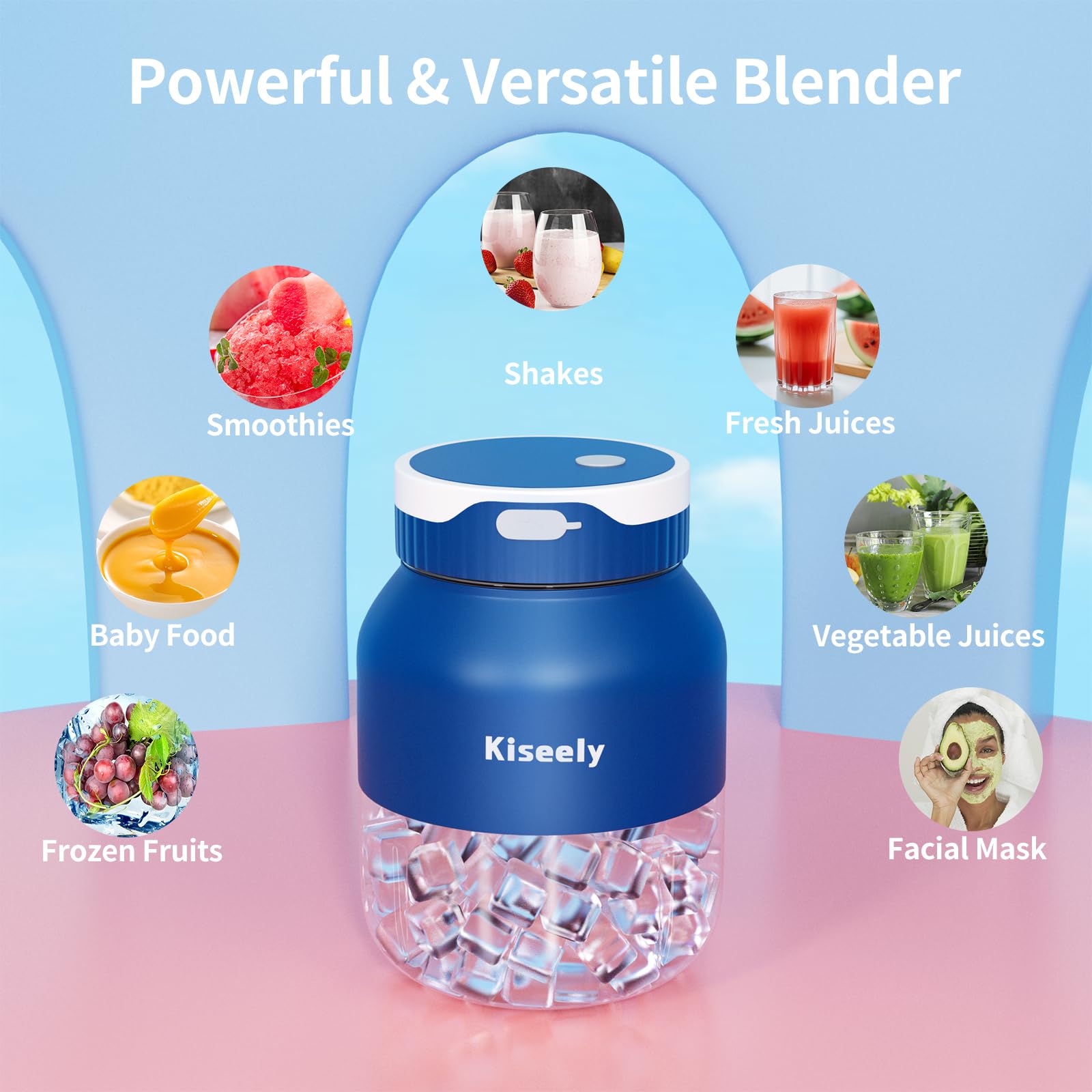 Portable Blender, Travel Juice Blender for Smoothies & Shakes, 34oz Fruit Mixer with Rechargeable Batteries, Bottle Blender for Kitchen, Home, Gym (34oz, Green)