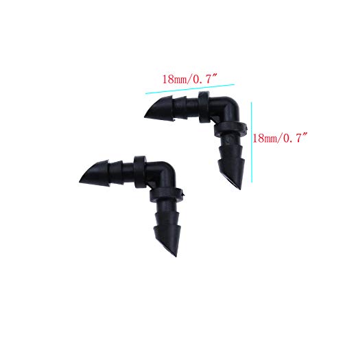 Semetall Universal 1/4” Drip Irrigation Barbed Coupling Fittings,Connectors for Drip or Sprinkler System (Right Angle Connector)