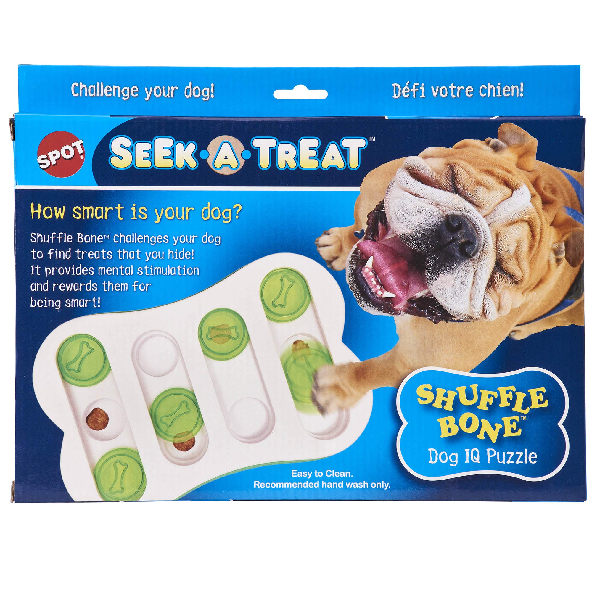 SPOT Ethical Pet Interactive Seek-A-Treat Shuffle Bone Toy Puzzle That Will Improve Your Dog's IQ, Specially Designed for Training Treats, Multi