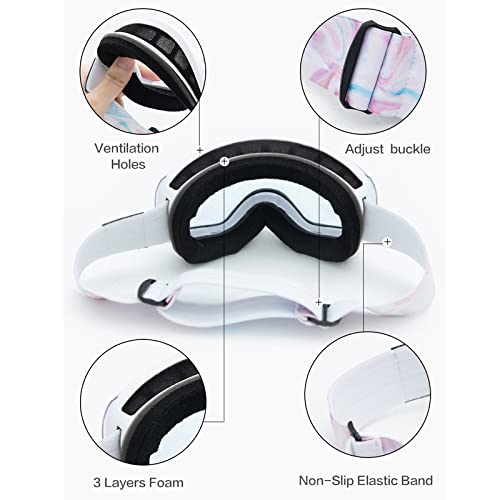 UXZDX CUJUX High Light Transmittance Interchangeable Lens Cloudy Day Ski Goggles Snow Glasses Men Women Anti-Fog Coating Skiing (Color : B, Size : One Size)