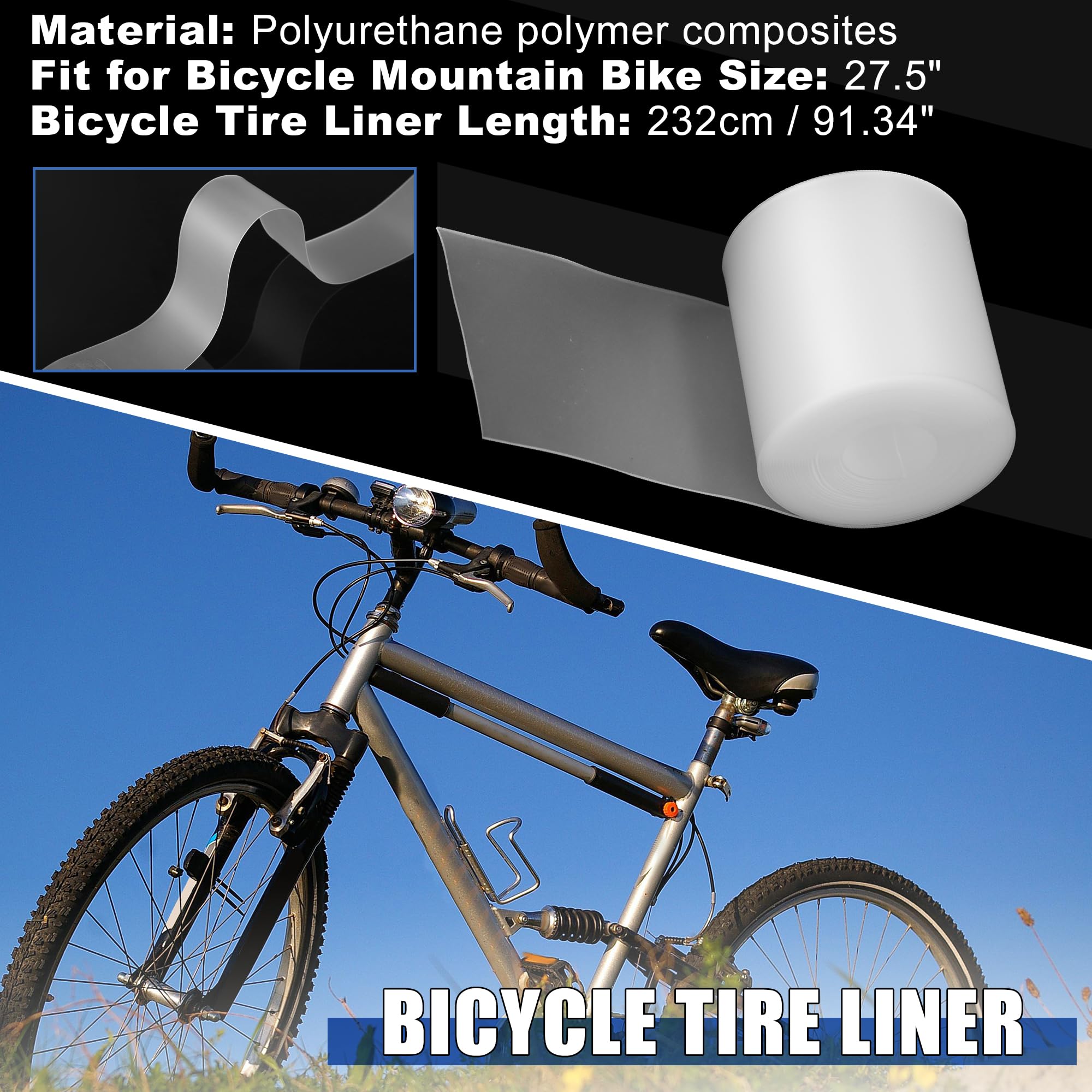 X AUTOHAUX 2pcs 26" Bicycle Bike Tire Liner Bicycle Tire Protector for Mountain Road Bike White