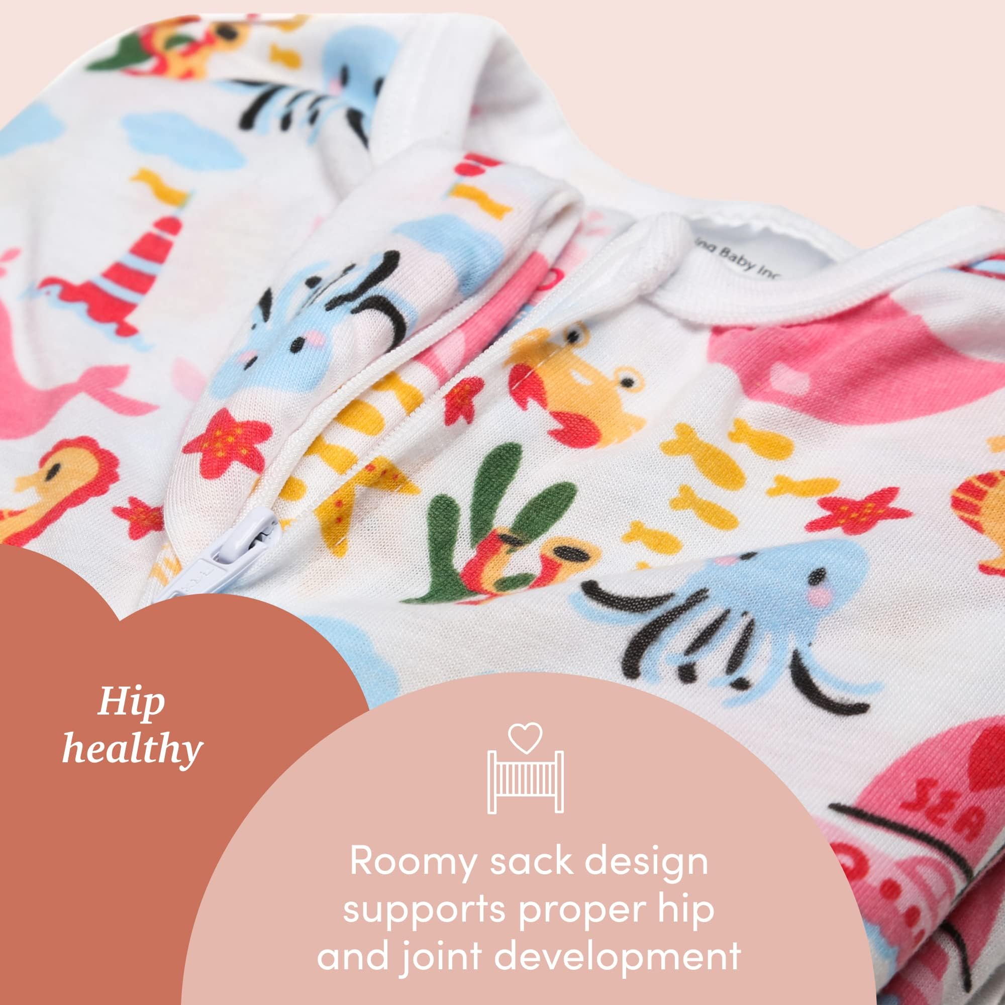 SleepingBaby Zipadee-Zip Baby Swaddling Blanket 4-8 Months - Transition Swaddle with Zipper Convenience - Nautical Girl, S