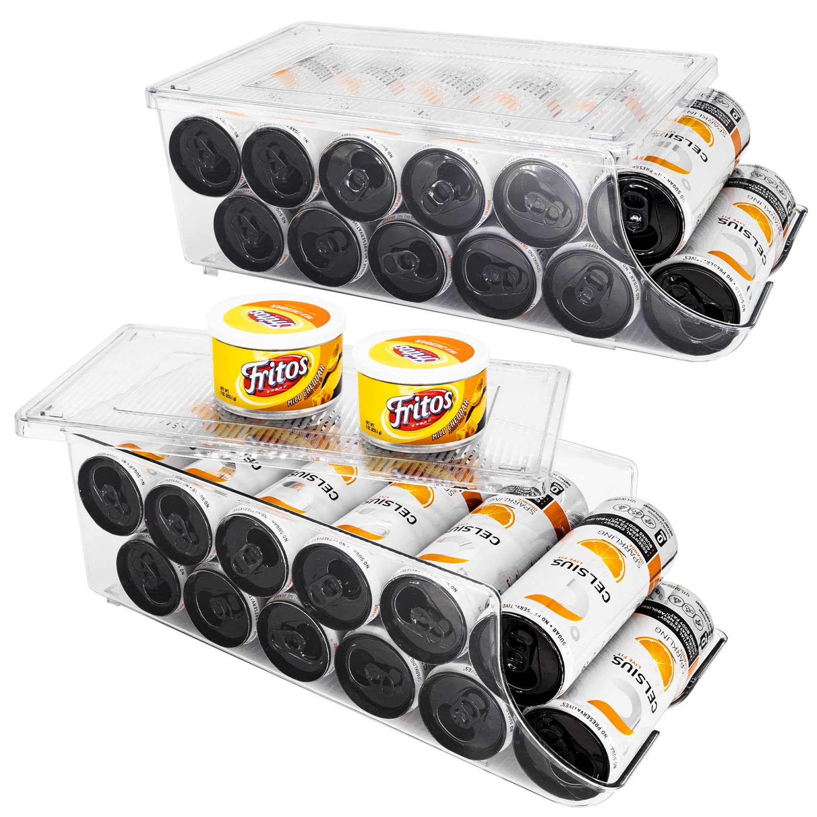 SCAVATA 2 Pack Skinny Can Organizer & 2 Pack Tall Cans of 16oz & 17oz Organizer
