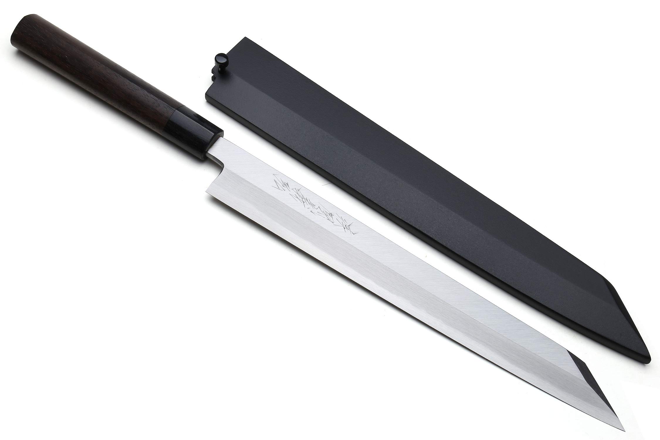Yoshihiro Hongasumi White Steel Yanagi-Kiritsuke Sushi Sashimi Japanese Knife Rosewood Handle with Nuri Saya Cover (10.5'' (270mm))