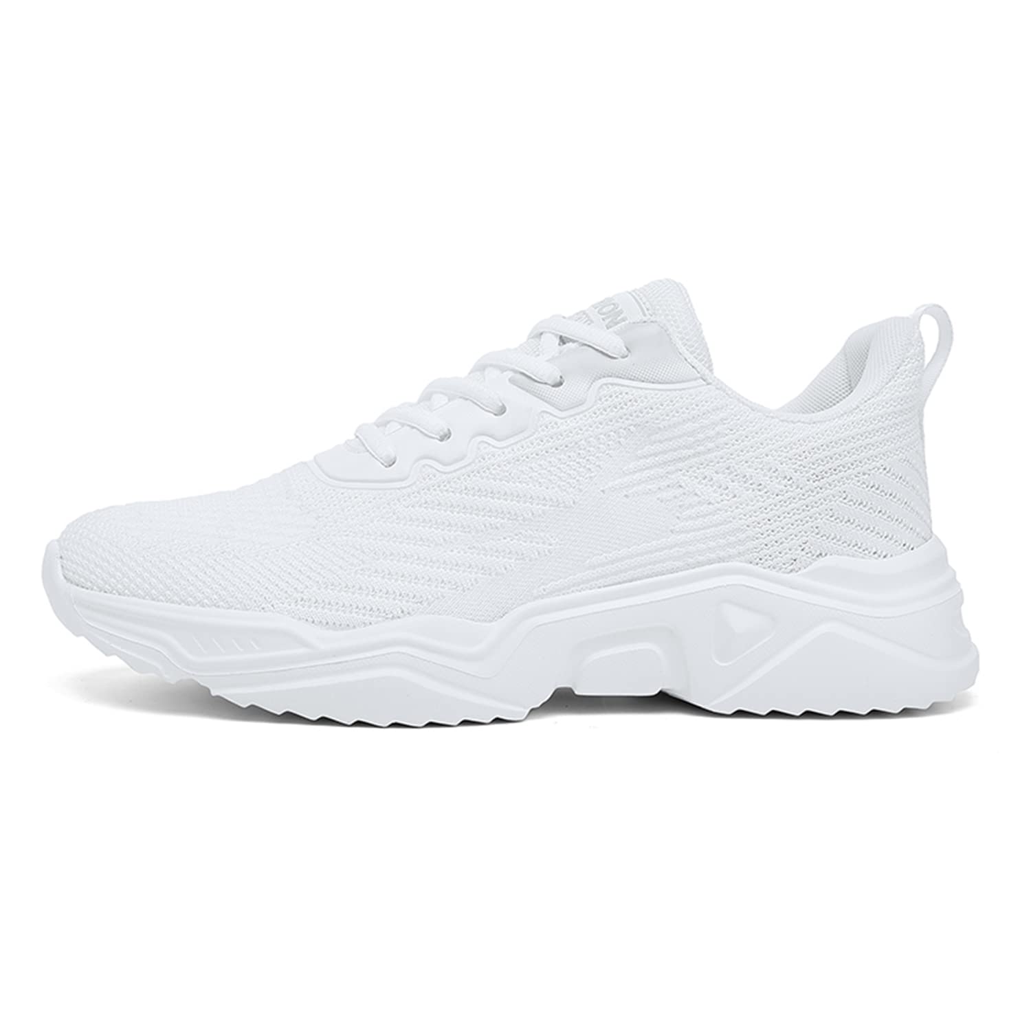 SUNROLAN Walking Shoes for Women Outdoor Casual Lightweight Work Travel Tennis Running Sneakers (2308-White-37)