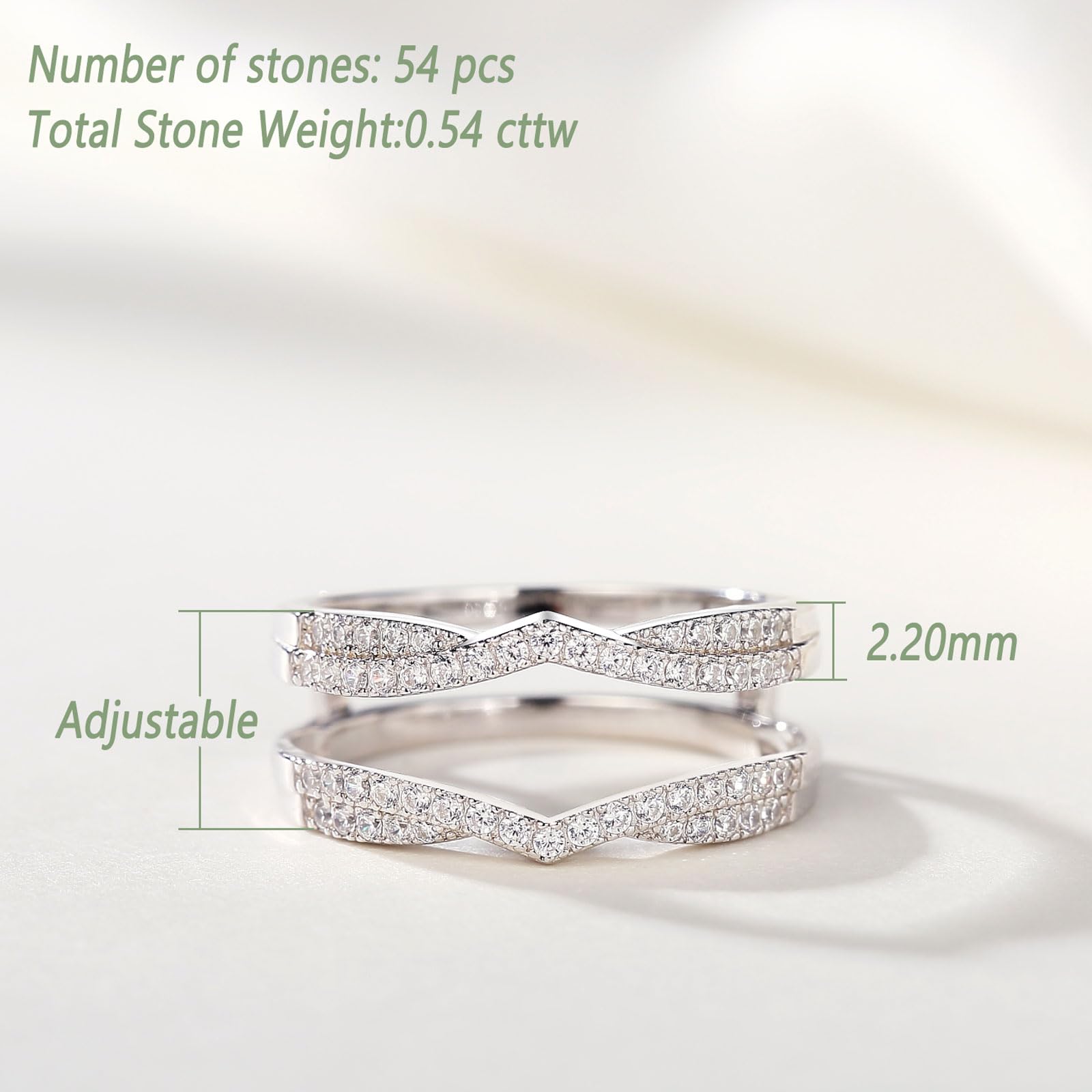 Wuziwen 925 Sterling Silver Cubic Zirconia Ring Guard Enhancer for Womens Wedding Bands Size 7.5