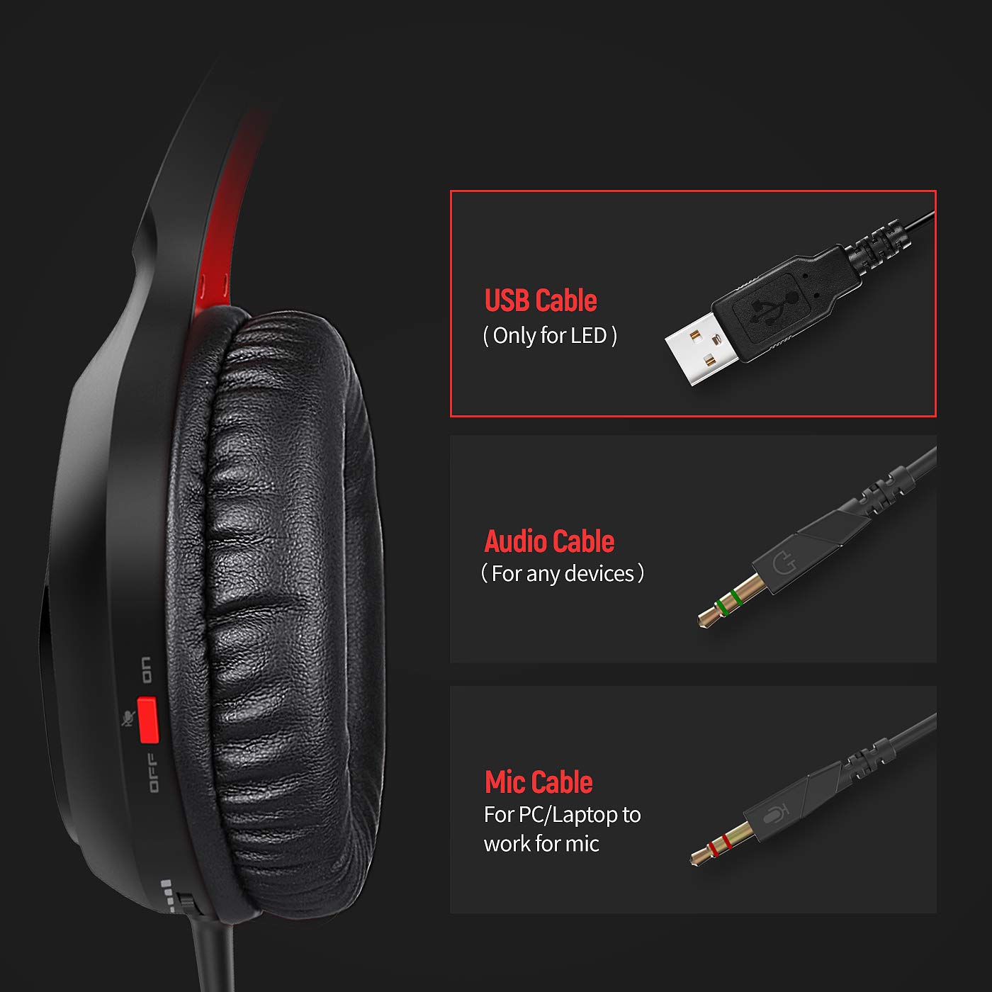 SOMIC Stereo Gaming Headset for Xbox one, PS4, PS5, PC, Phone 3.5mm Plug Over Head Earphone with Detachable Mic, LED Light, Soft Earmuffs, Volume Controller Office Gamer Headsets GS301