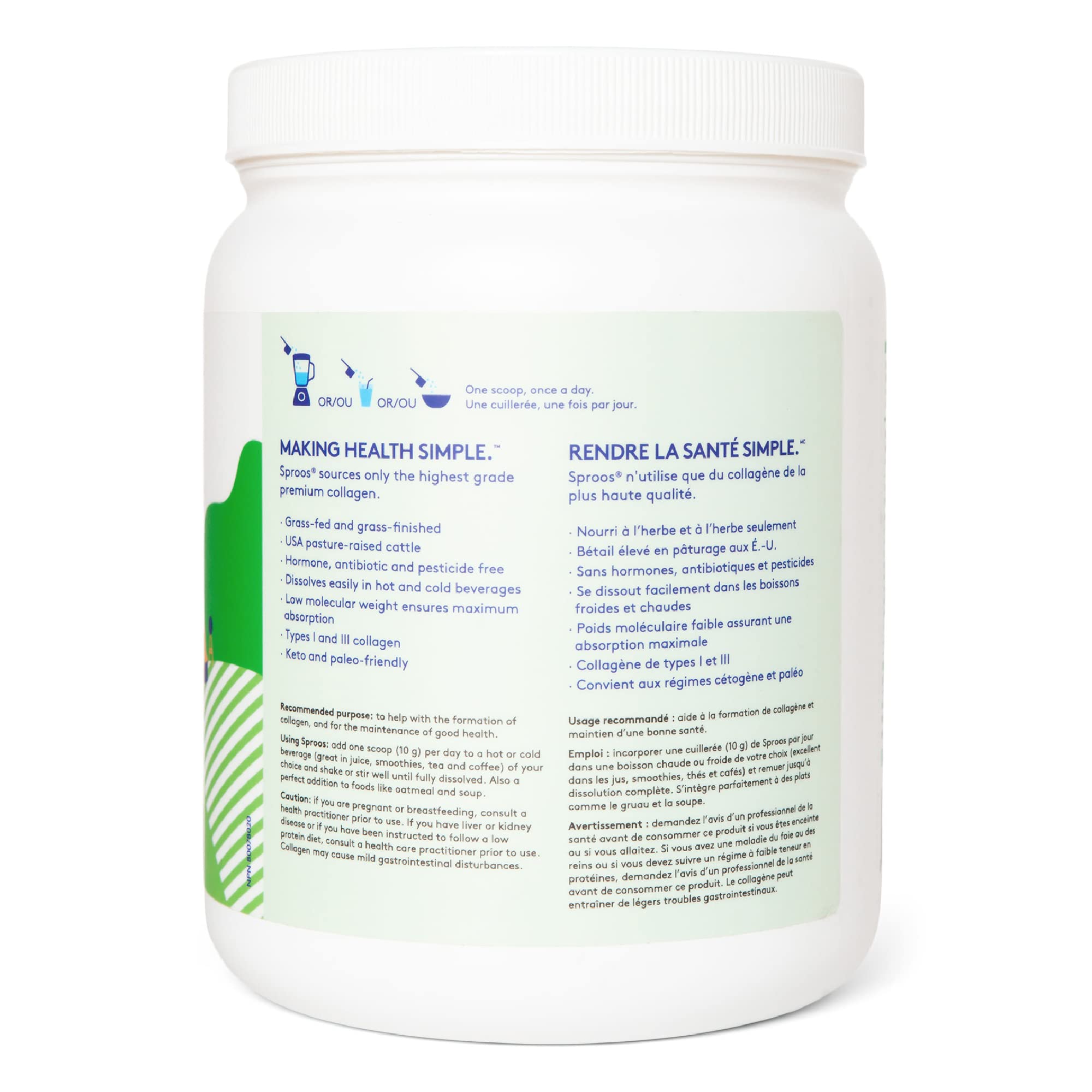 SPROOS Premium Grass-Fed Collagen Peptide Powder | Pasture-Raised, Non-GMO and Gluten-Free | Unflavored and Odorless (Large Tub)