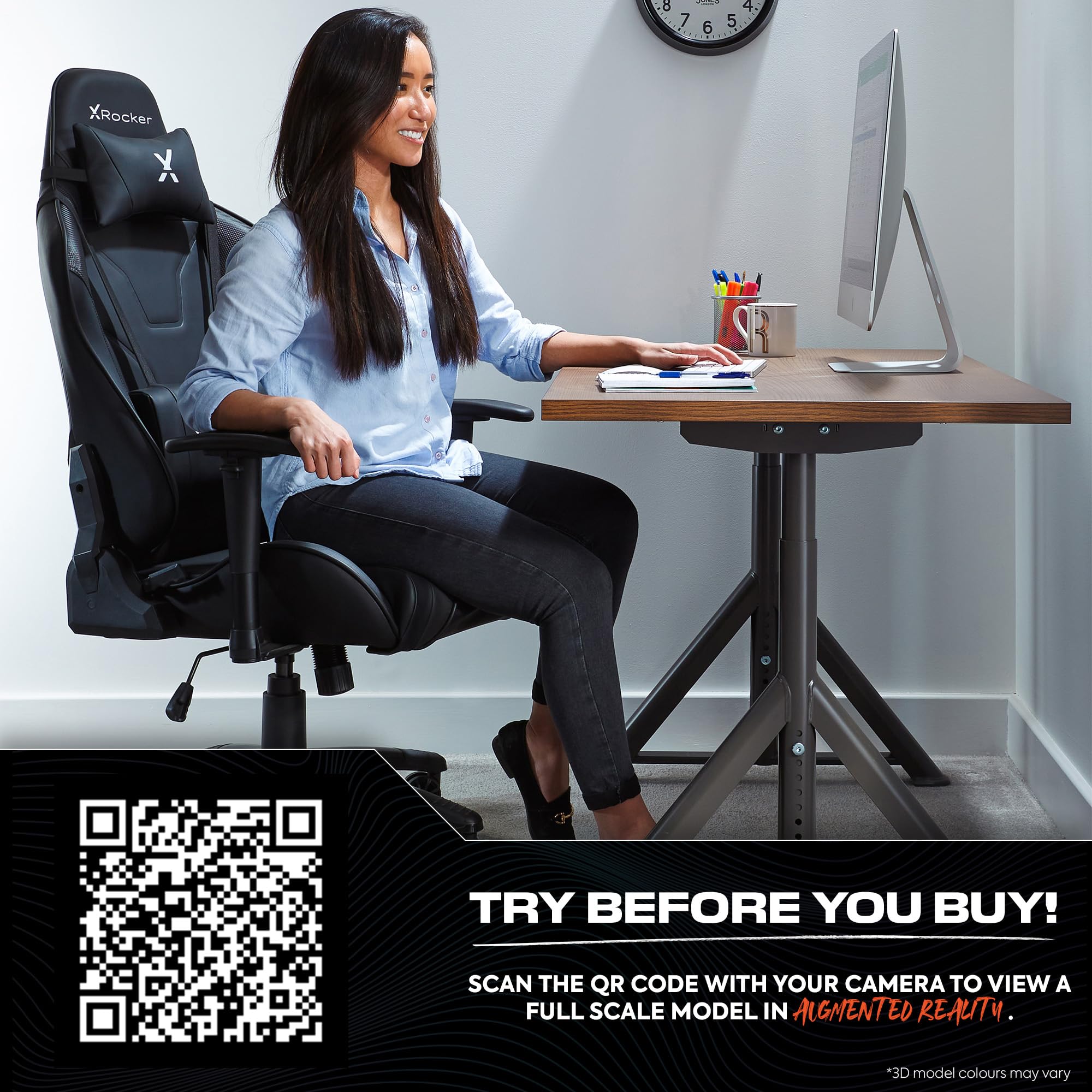 X-Rocker Agility Sport Esport Gaming Chair with Comfort Adjustability - Carbon Black