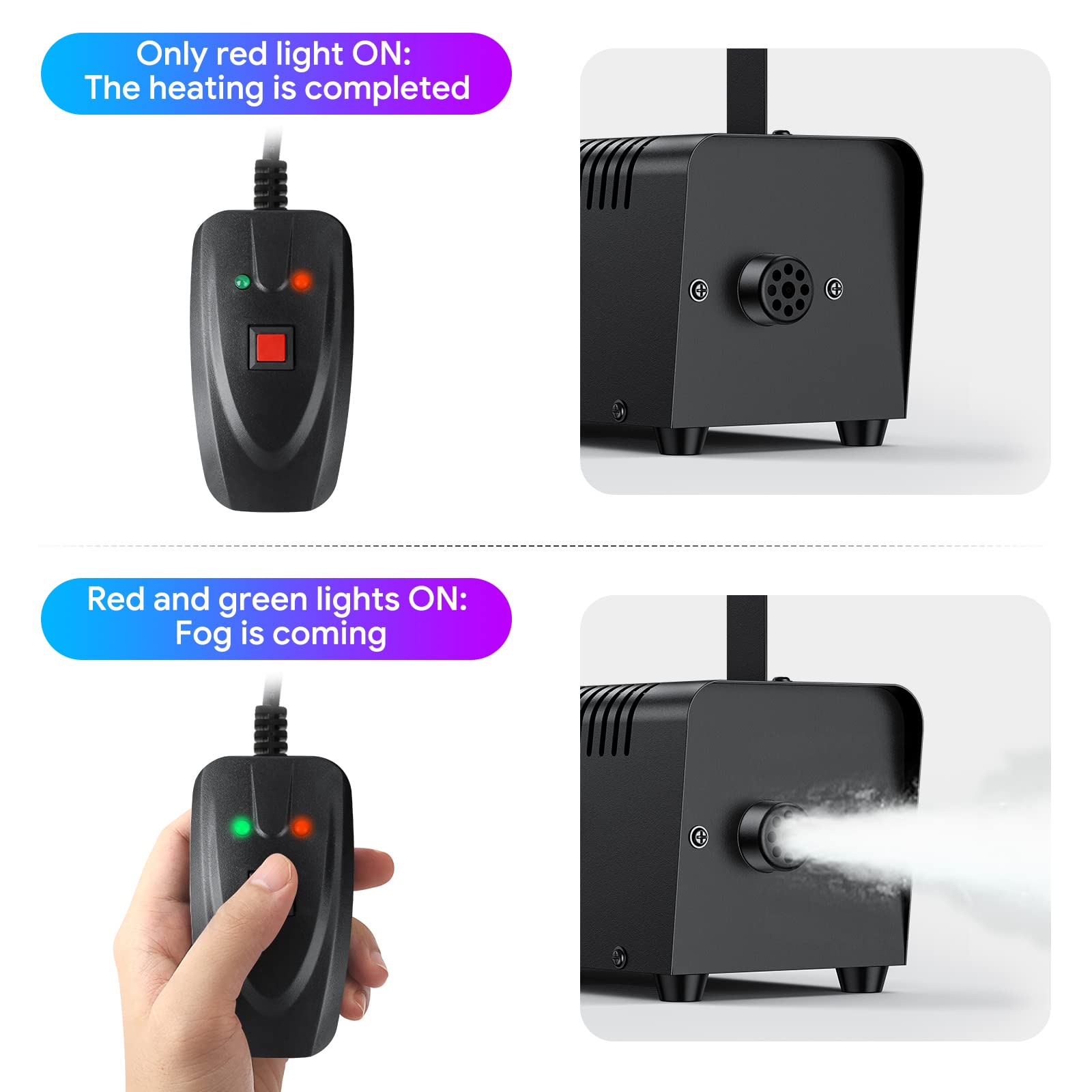 Transifun Fog Machine Outdoor with Wired Remote Control, Portable Smoke Machine 400W, One-Click Auto Spray Smoke Maker for Halloween Christmas Parties Weddings