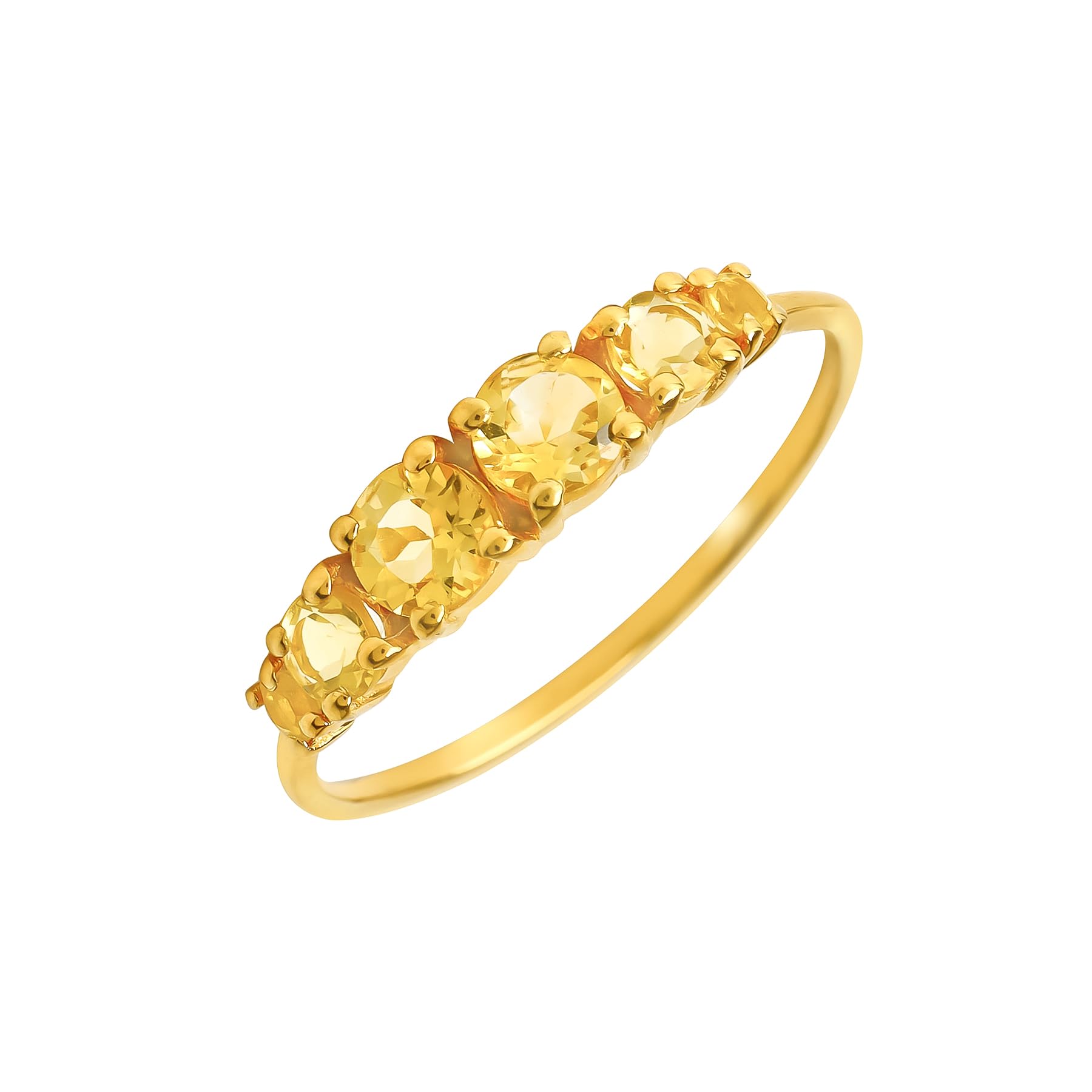 YoTreasure 18kt Gold Over Silver Natural Healing Crystal Citrine Ring Eternity Band