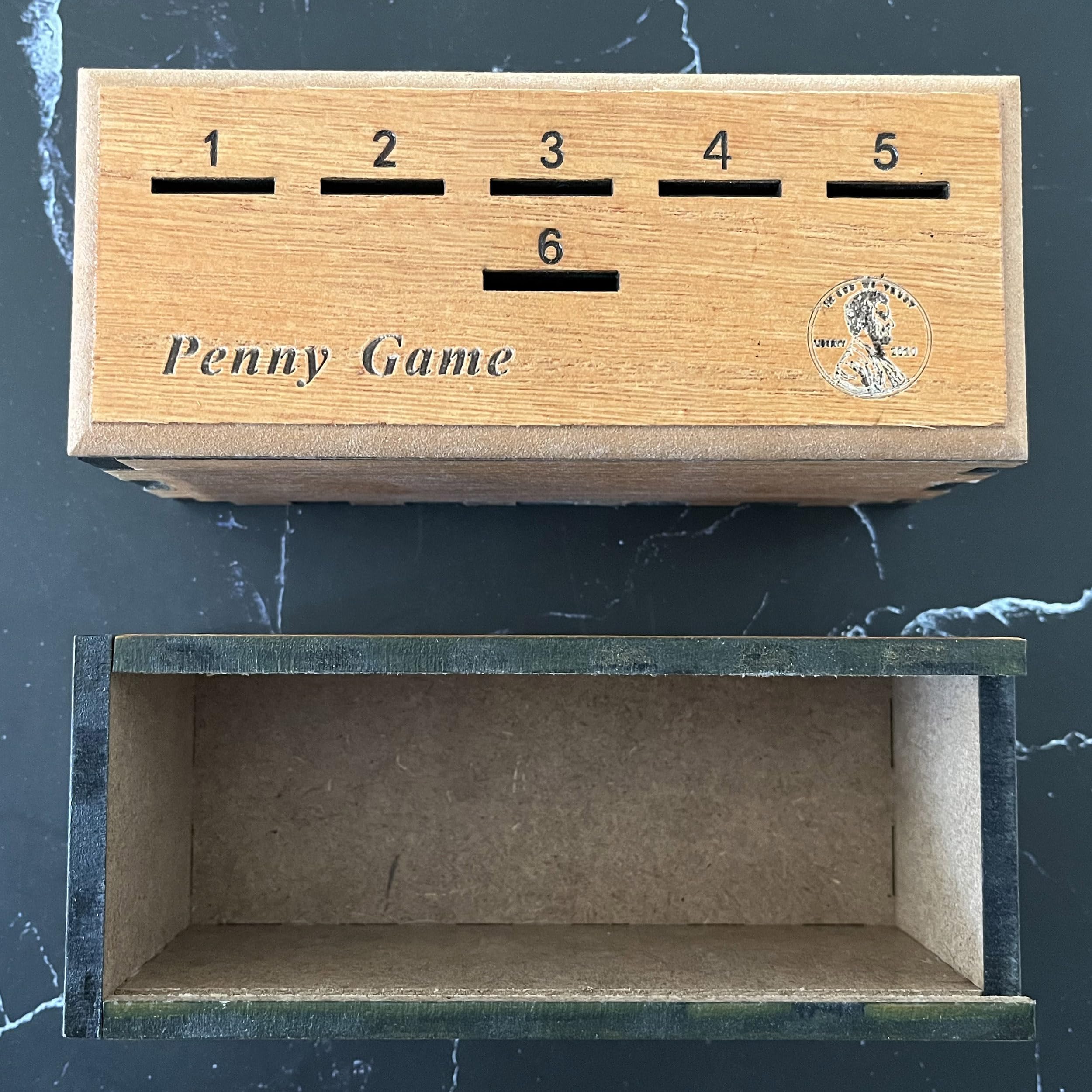 Penny Game, Family Fun Board Game, Drop Game Wood Box for 2-6 Players Premium Version