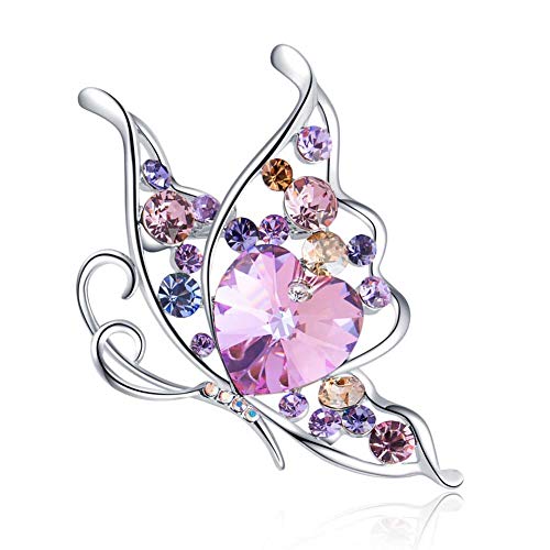 RAINBOW BOX Butterfly Brooch,Purple Crystal with Rhinestone Women's Brooches & Pins