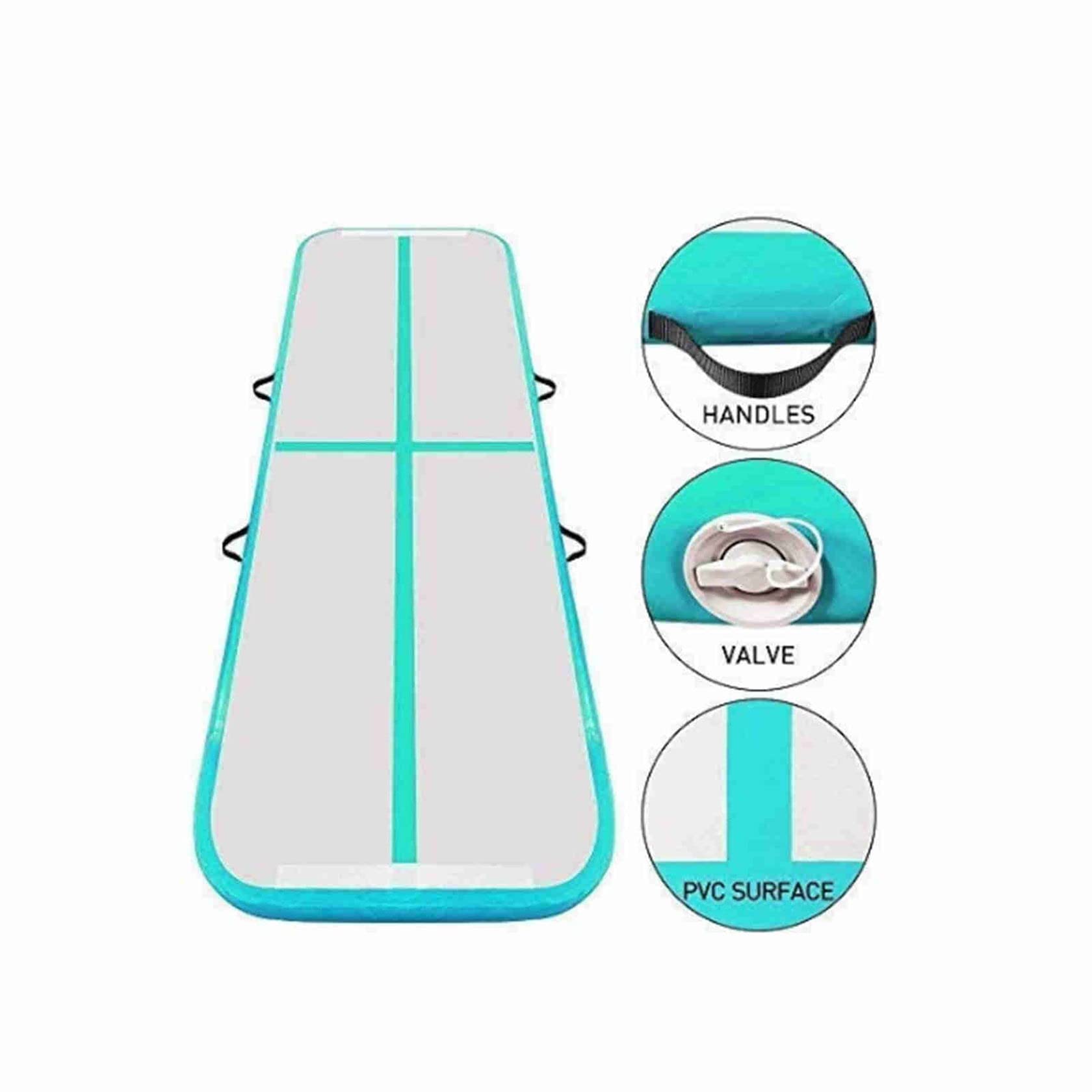 YUEBM Inflatable Air Gymnastics Mat Training Mats Gymnastics Tracks?3.3ft/6.6ft/9.8ft with Electric Air Pump for Home Use/Training/Cheerleading/Yoga (Green,3*1*0.1m)
