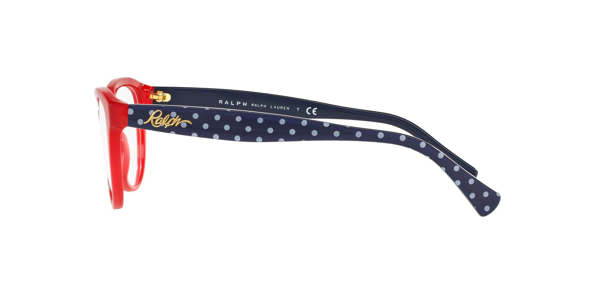 Ralph by Ralph Lauren Women's RA7075 Cat Eye Prescription Eyewear Frames, Shiny Opaline Red/Demo Lens, 52 mm