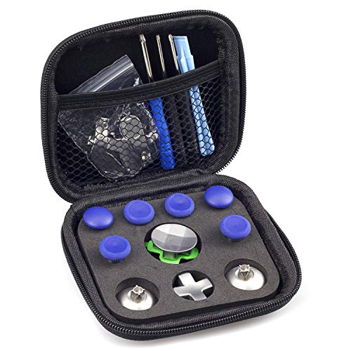 Quartet trade Elite Kit for Xbox One Elite Controller Accessory (6 Different Metal Analog Sticks - 4 Paddles - 2 D-Pads - and 2 Magnetic Base Xbox One Elite Controller Replacement(Blue)
