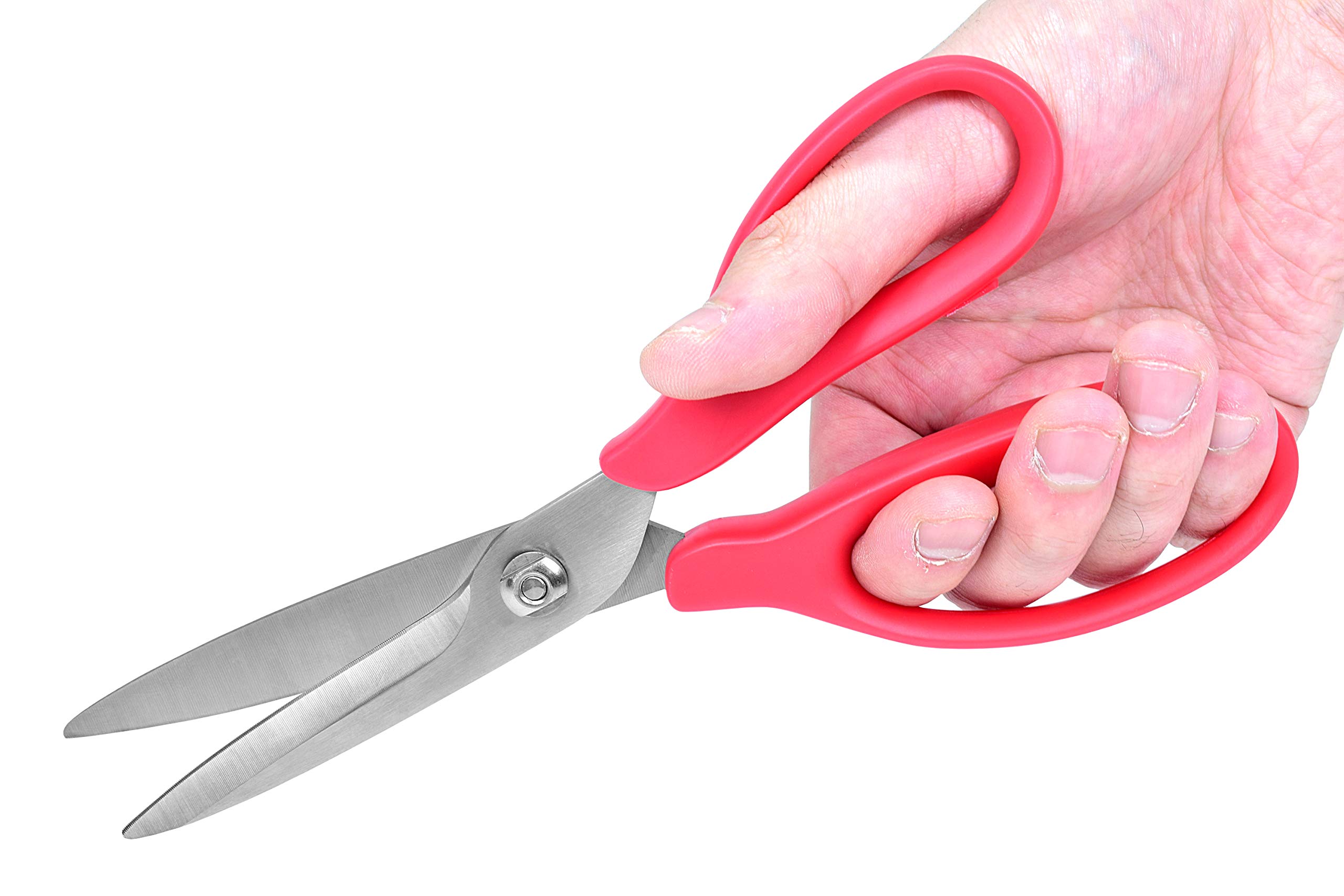 Seki Japan V.ROAD Heavy Duty Kitchen Scissors, Multifunctional Utility Shears, Stainless Steel Blade Red PP Soft Handle for Meat, Vegetable