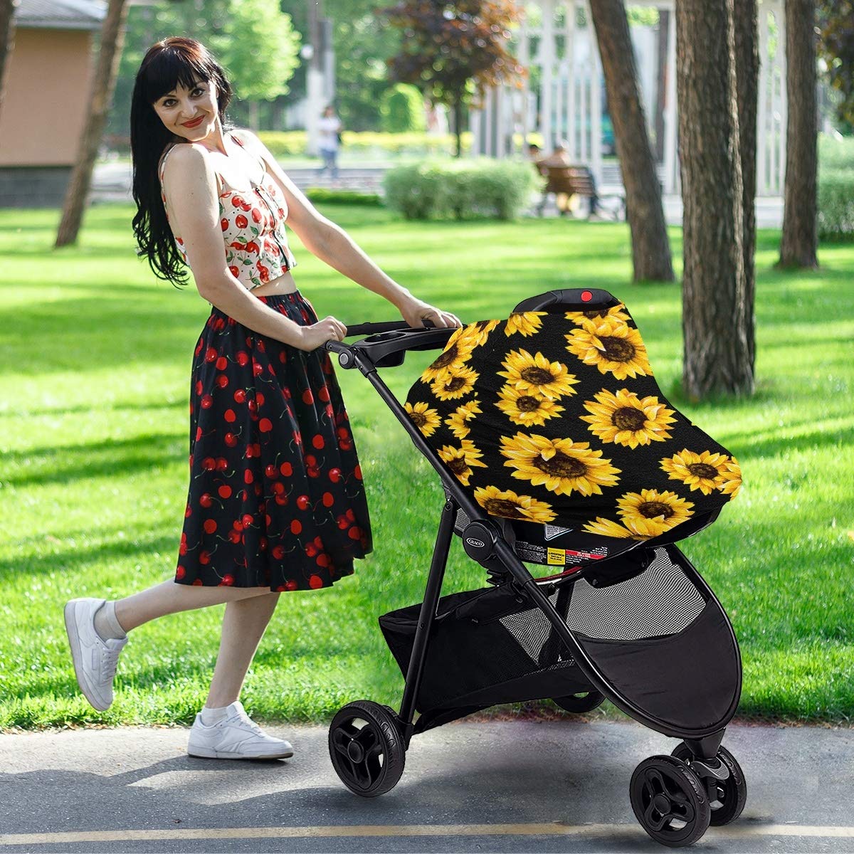 Sunflower Baby Car Seat Covers, Carseat Canopy Cover Nursing Cover Breastfeeding Scarf for Babies Stretchy Coverage, Infant Stroller Covers for Boys Girls