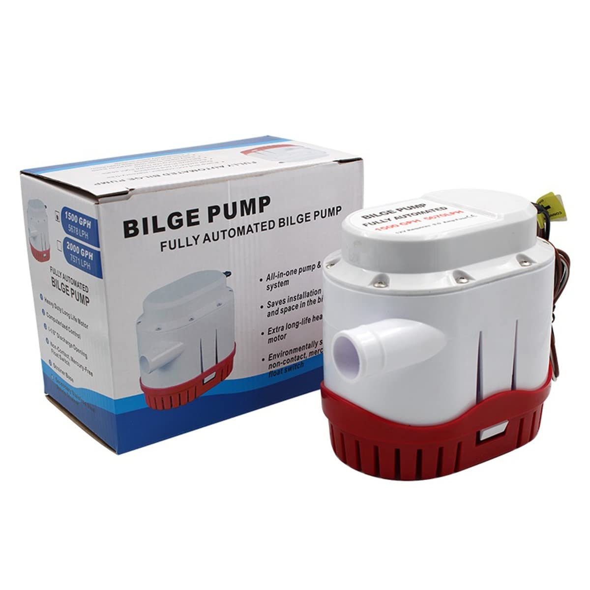 XuuSHA Hand Bilge Pump 12V 24V 1500GPH Automatic Bilge Pump for Fishing Boat Bilge Pump Automatic (Voltage : 24V 1500GPH)