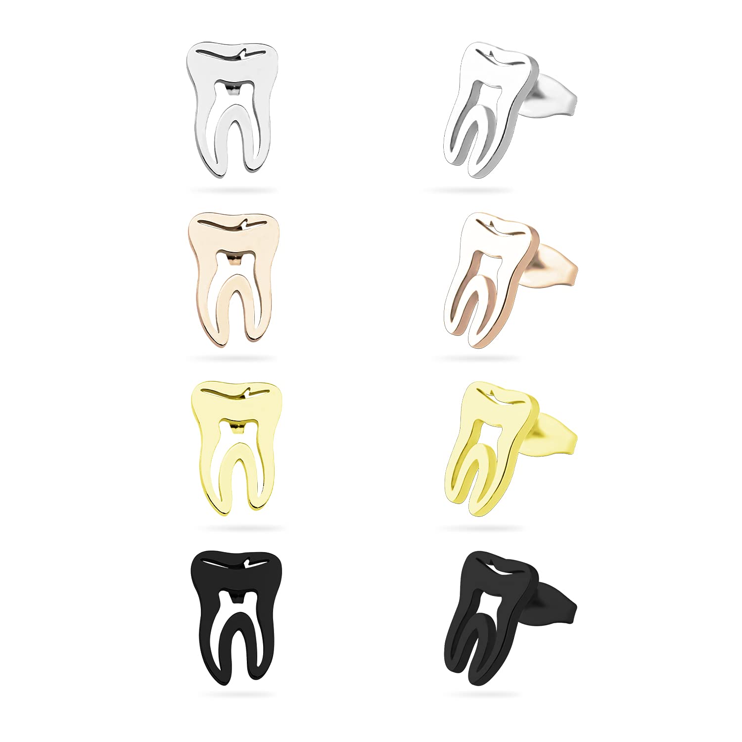 Tooth Earrings Studs 4 Pcs Teeth Pendant Earrings Dental Earrings Dentist Jewelry for Women