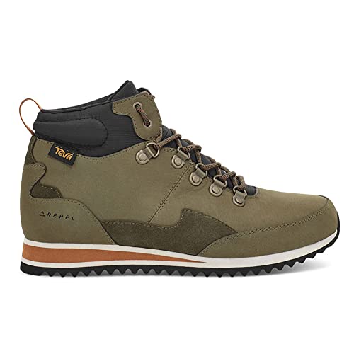 Teva Men's Freeside RR Waterproof Durable Cushioned All-Weather Casual Hiking Boot, Dark Olive/Orange, 11