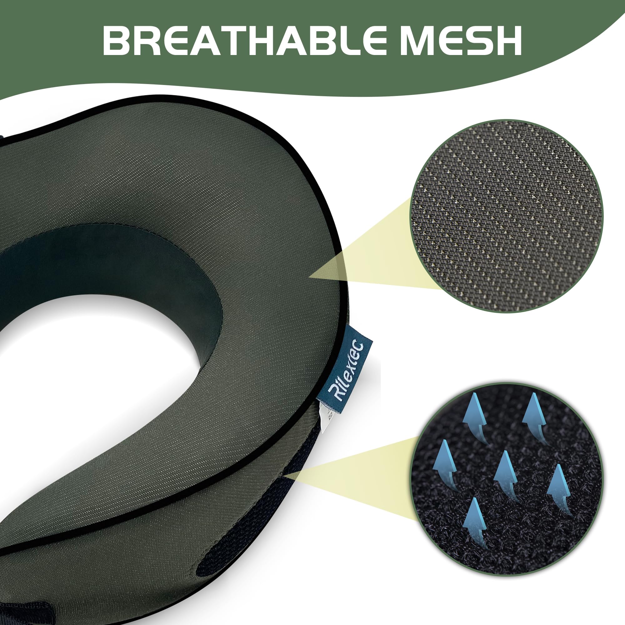 Rilextec Travel Pillow Neck Pillow for Travel Vibrate Neck Massager for Office Work with Breathable Cover & Memory Foam, Kit with one Eye Mask for Sleeping for Travel