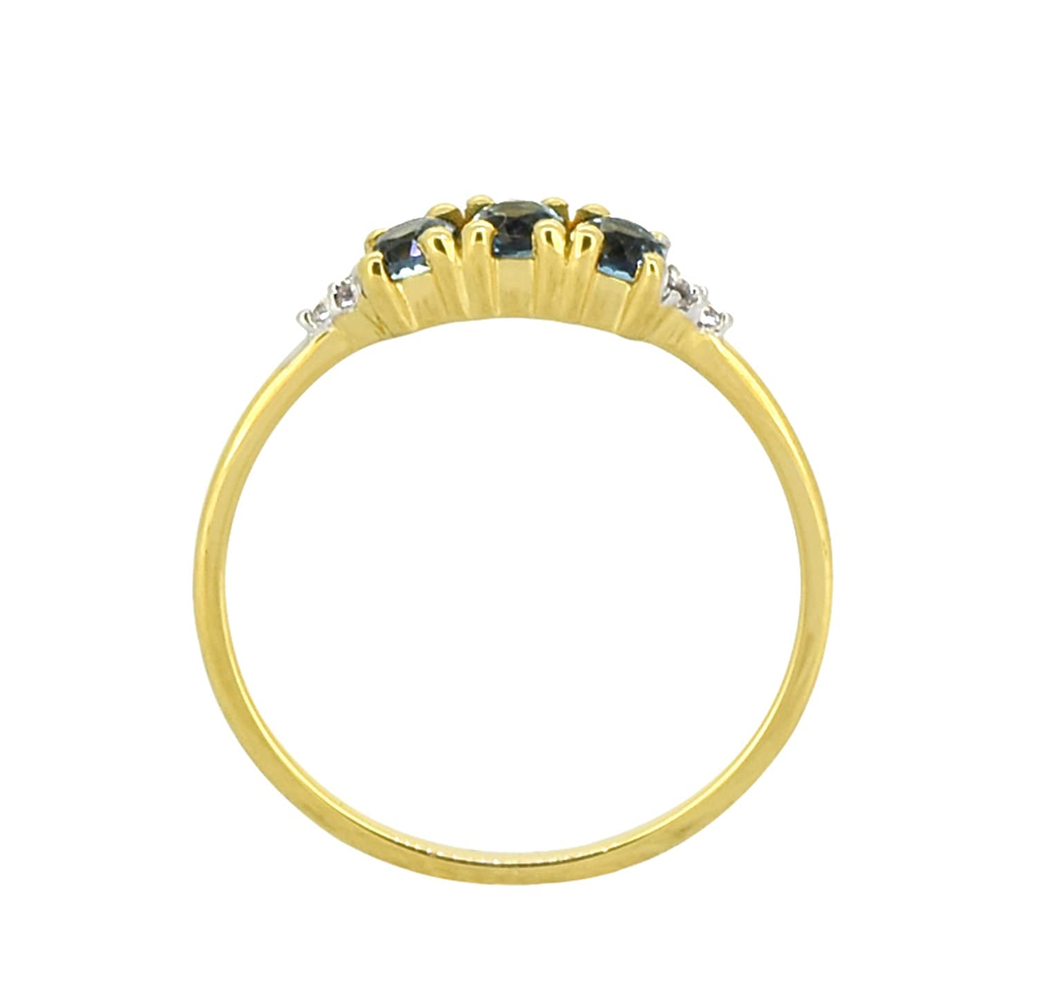 YoTreasure London Blue Topaz 18kt Gold Plated Over 925 Sterling Silver Eternity Band Ring
