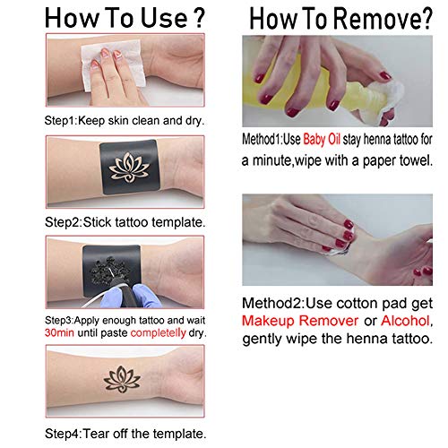 Temporary Tattoos Kit Brown Tattoo Kit 2 Bottles 1 Oz Gel with 60 Adhesive Stencils for Women Painting Decor Supplies