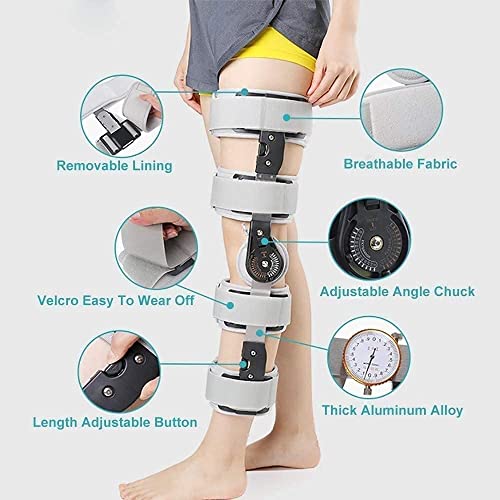 XBJYDMBDD ROM Knee Brace Hinged Knee Brace Adjustable Knee Splint ROM Knee Orthosis Fixator Stabilizer Postoperative Arthritis Ligament Injury Protector Knee Support Leg Adjustable Knee Immobilizer