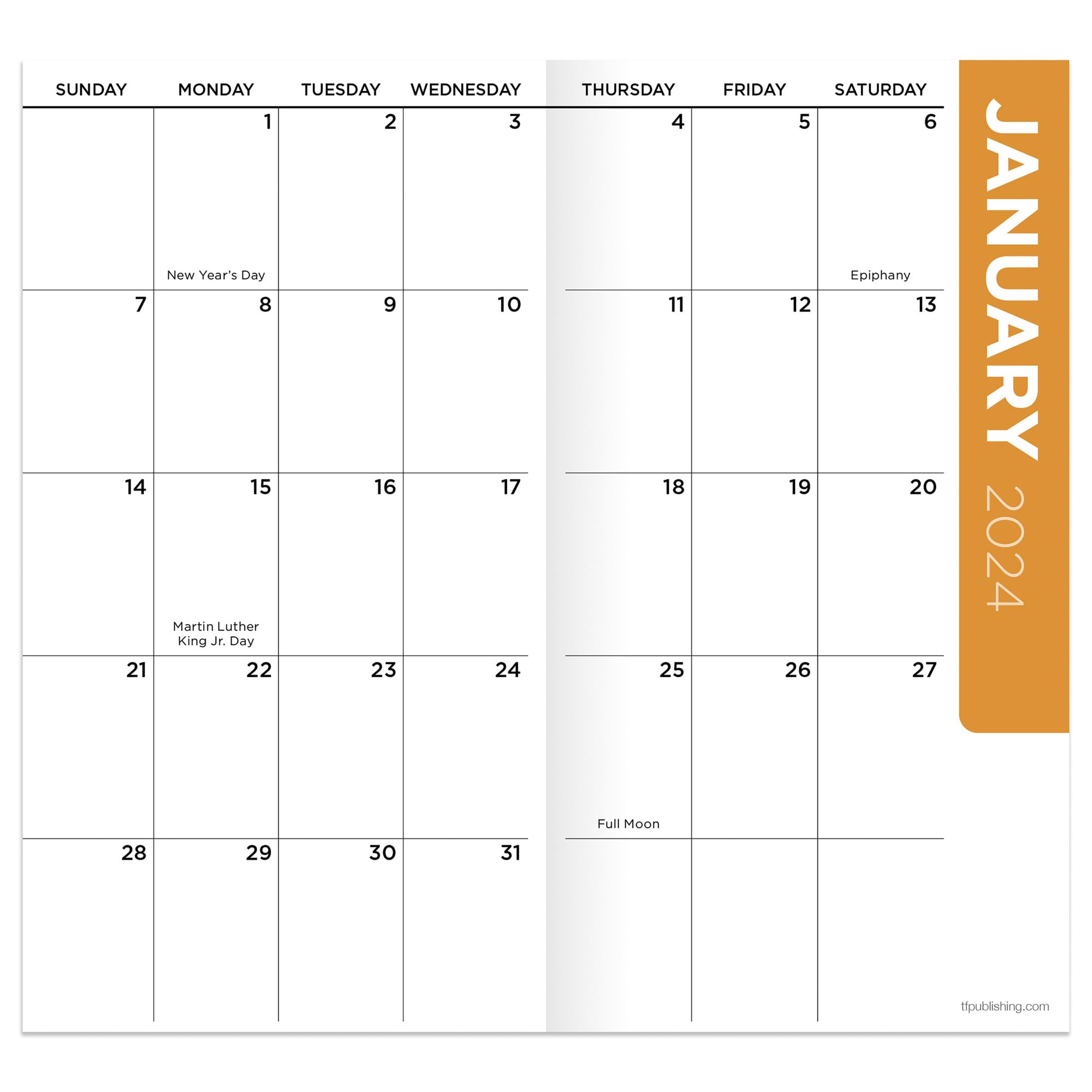 TF PUBLISHING 2024-2025 Bright Blooms 2-Year Small Monthly Pocket Planner | 2-Page Large Calendar Grid and Lined Notes Section in Back | Monthly Day Planner for Purse | 3.5" x 6.5"