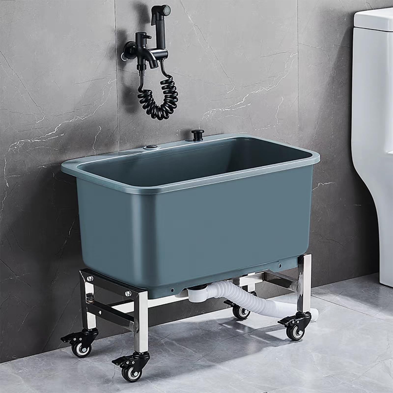 Plastic Freestanding UtilityTub,Washing Hand Basin for Laundry,Freestanding Plastic Laundry Sink,for Restaurant, Kitchen and Home(60X40X50.5cm/23.6X15.7X19.8inch,A)