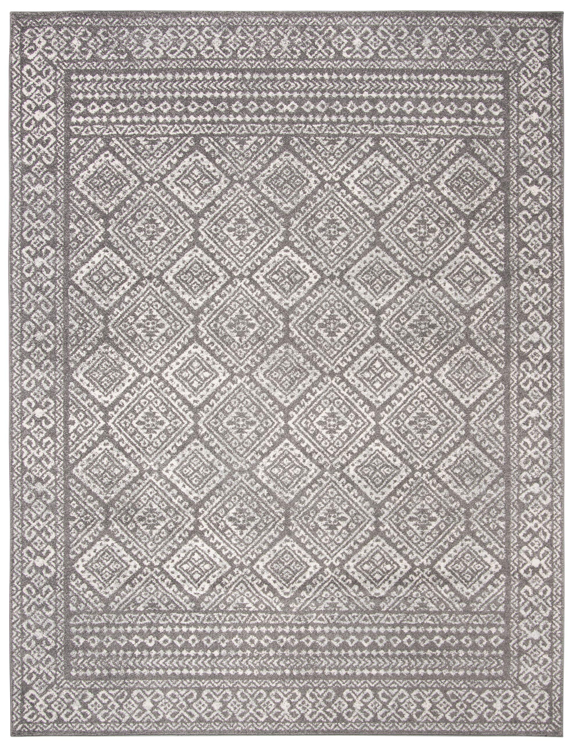 SAFAVIEH Tulum Collection Area Rug - 6' x 9', Dark Grey & Ivory, Moroccan Boho Distressed Design, Non-Shedding & Easy Care, Ideal for High Traffic Areas in Living Room, Bedroom (TUL264F)