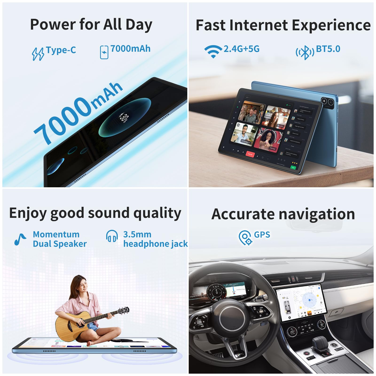 TECLAST Tablet 10 inch Android 12 Tablet, M40PLUS 16GB RAM+128GB ROM, Dual 13MP+5MP Camera, WiFi, Bluetooth, GPS, 1TB Expand Support, IPS Full HD Display
