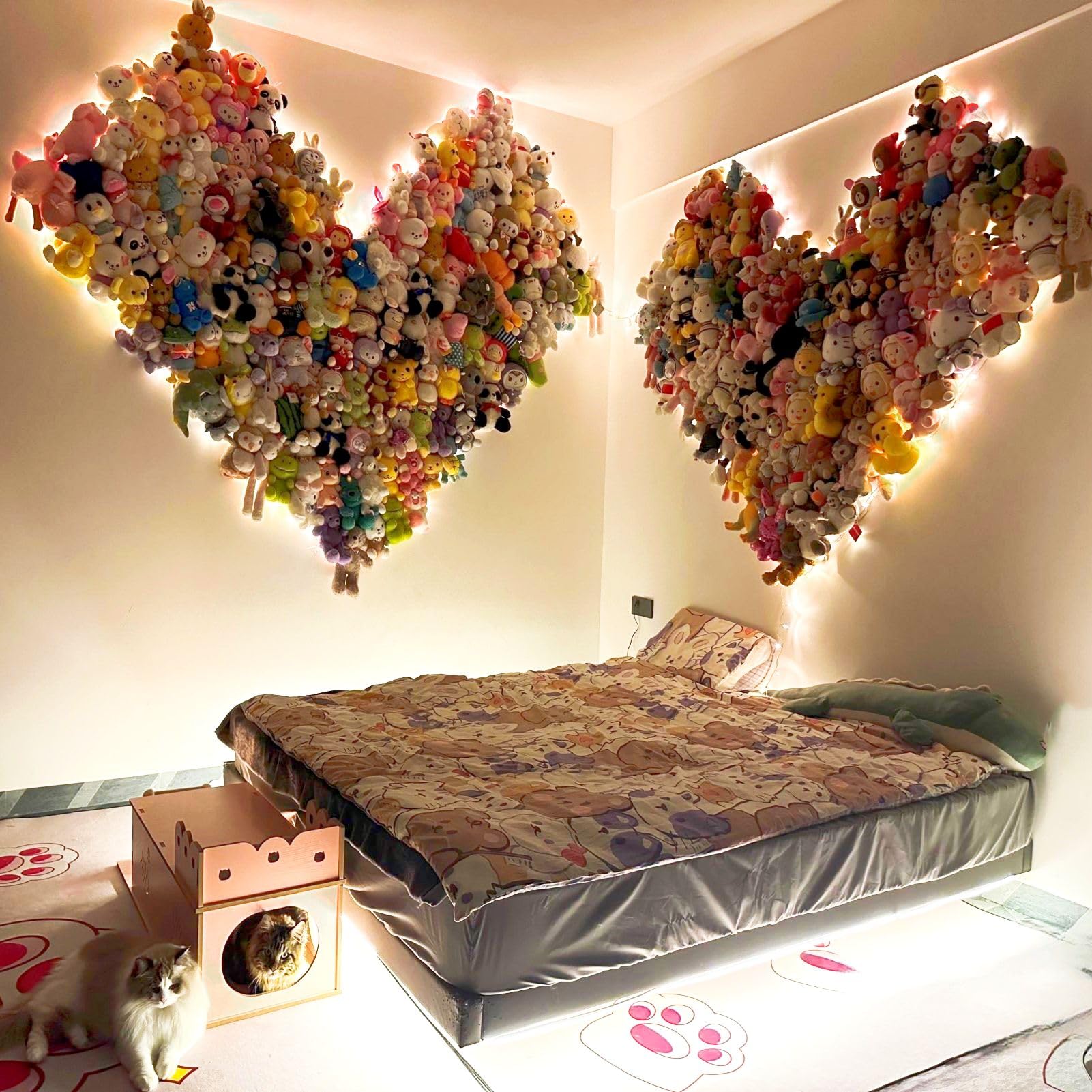 ShaKaLa Stuffed Animal Storage Holder Display Ideas, Hanging Nursery Storage Organizer for Your Plushie Pets with LED Lights 19.69'' *19.69''