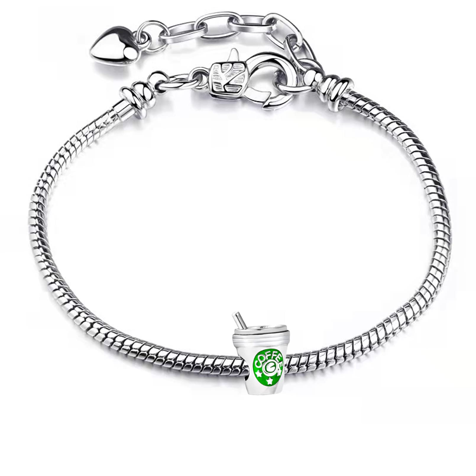 TGLS Coffee Cup Charm for Coffee Lover Bead Compatible With Pandora Bracelets