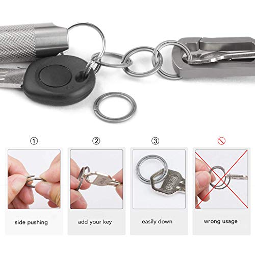 TISUR Titanium keyring for keychain, Side Pushing Key Rings Kit, Wisely Group Your Key(4M)