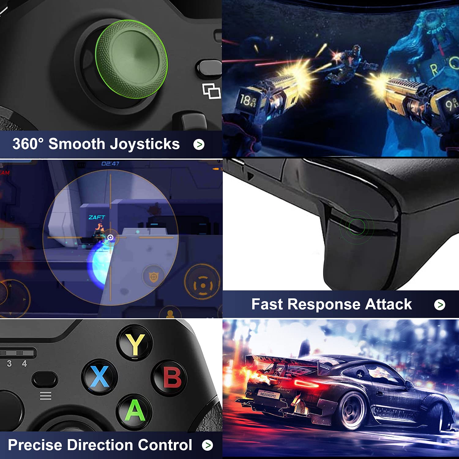 Xbox One Controller Wireless Compatible with Xbox One/One S/One X/One Series X/S /Elite/PC Windows, Usergaing Gaming Controller with 2.4GHZ Wireless Adapter black-No Audio Jack